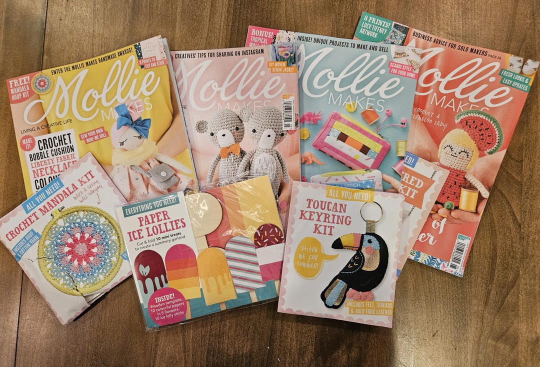 4 Issues of Mollie Makes Magazine Issue 92 93 94 95 With Craft Kit ...