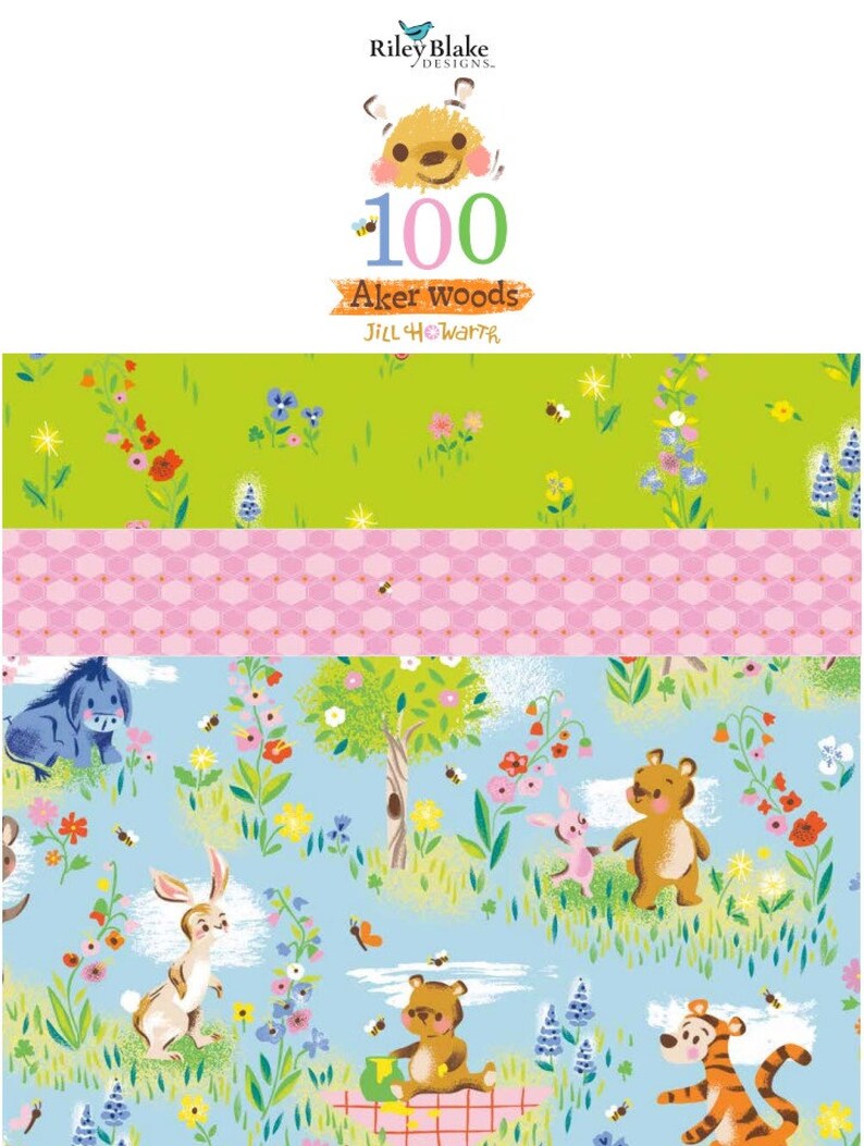 100 Aker Woods Winnie the Pooh Fabric White Riley Blake Designs by Jill ...