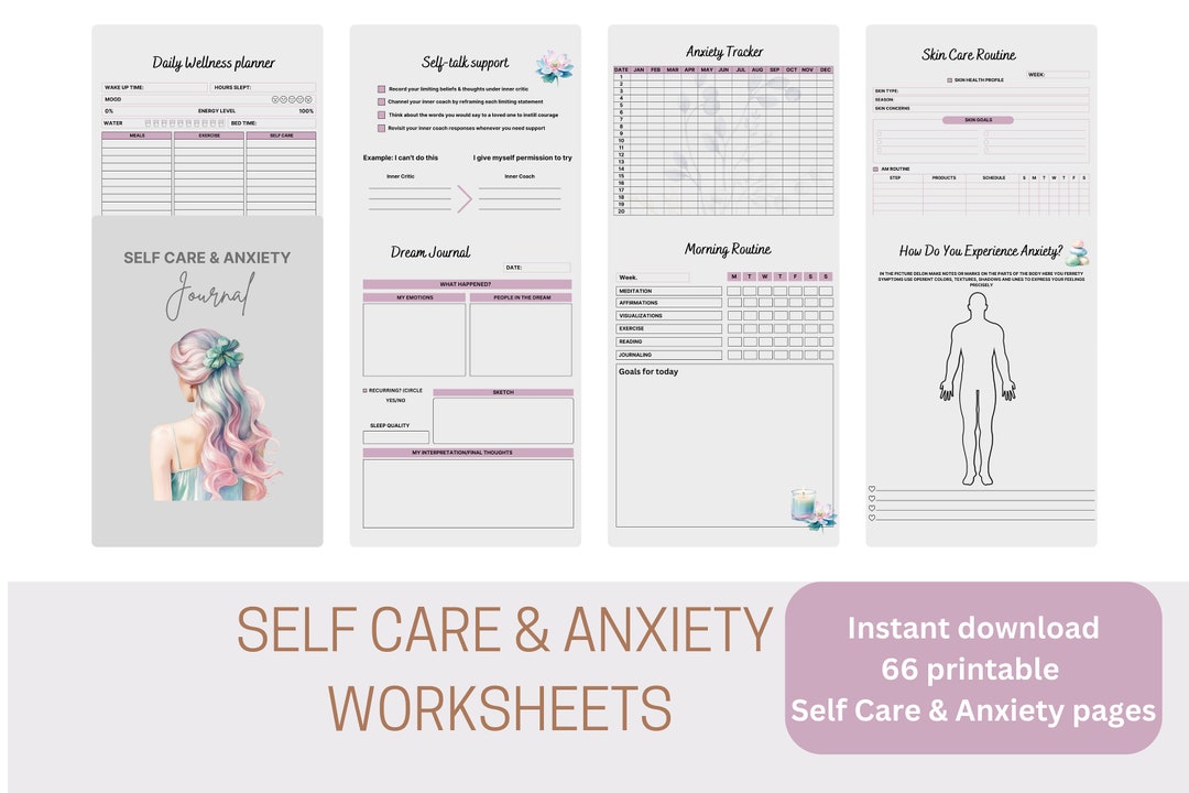 Self Care Journal Therapy Worksheet Printable Mood Track Mindfulness ...