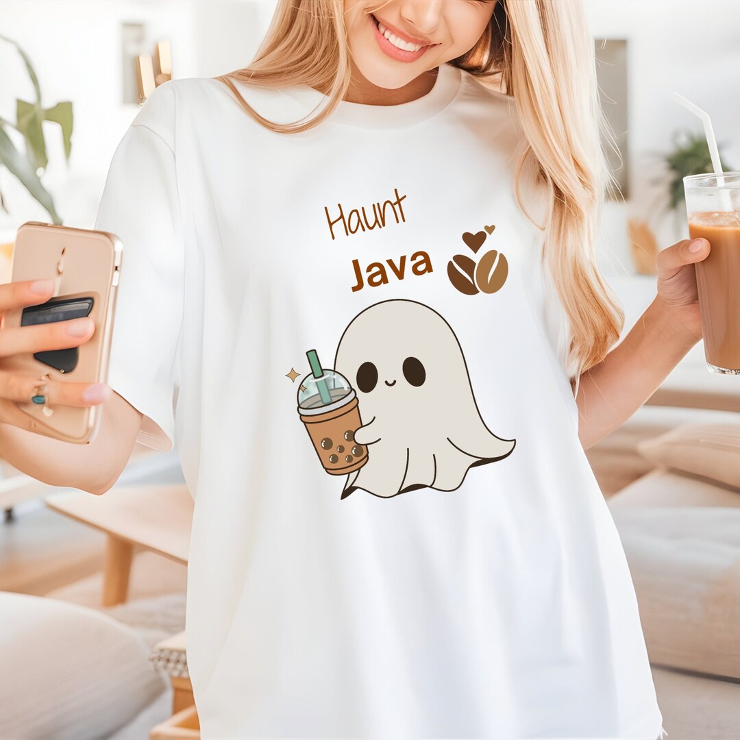 Haunt Java Ghost T-shirt | Halloween Boba Coffee Tee - Etsy