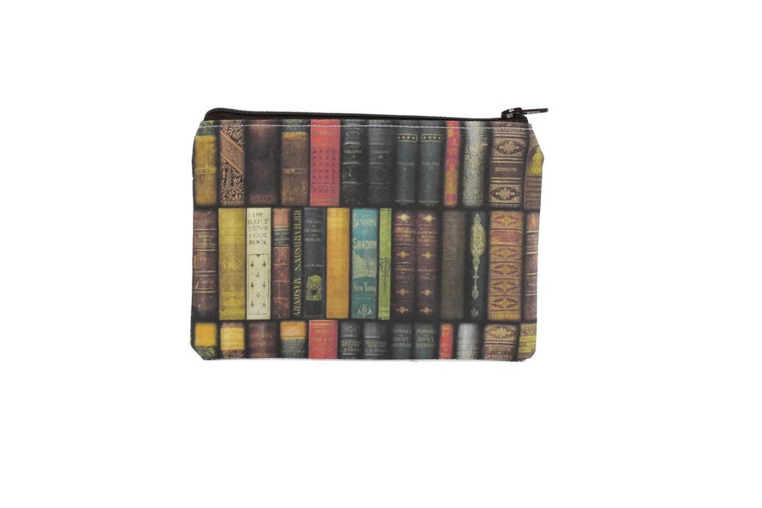 CHOOSE SIZE Antique Book Zipper Pouch / Book Lover Gift Small Bag ...