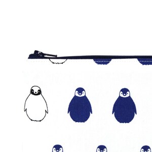 Penguin Zipper Pouch / Cute Arctic Penguins in Navy Blue / Winter Coin ...