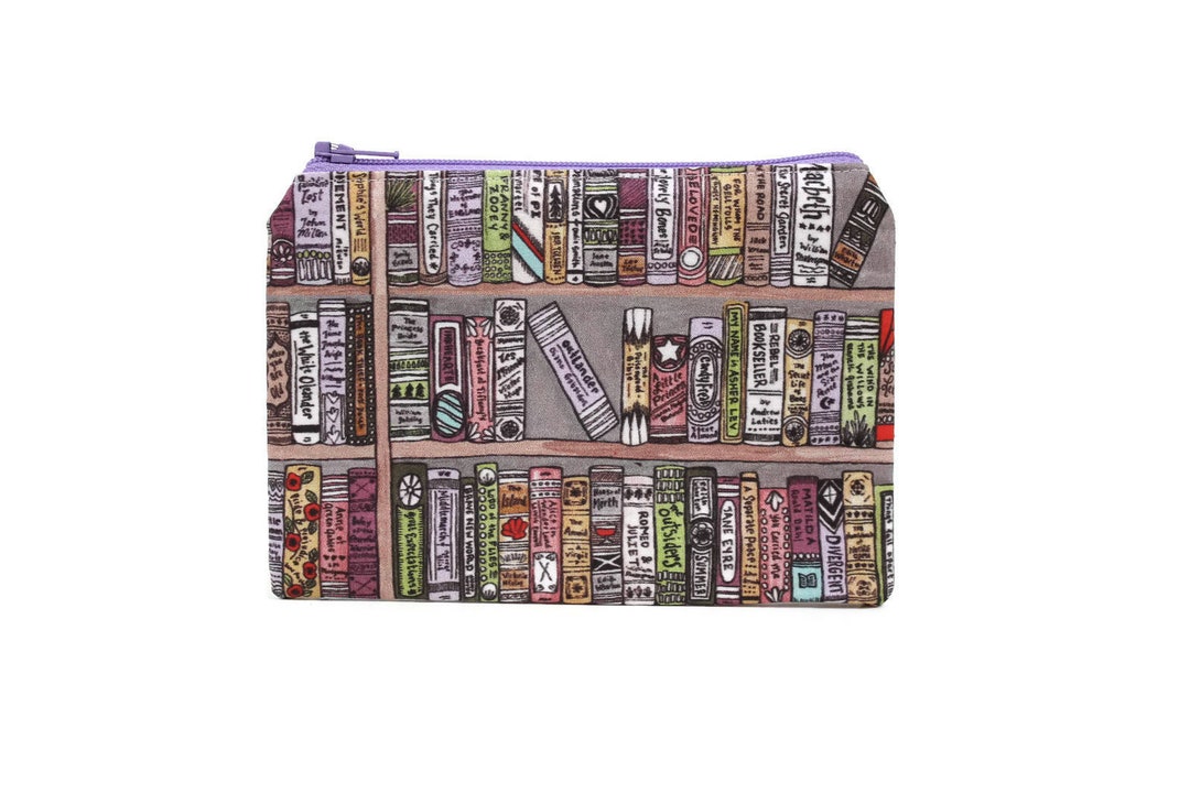 CHOOSE SIZE Modern Library Zipper Pouch / Book Lover Gift Small Bag ...
