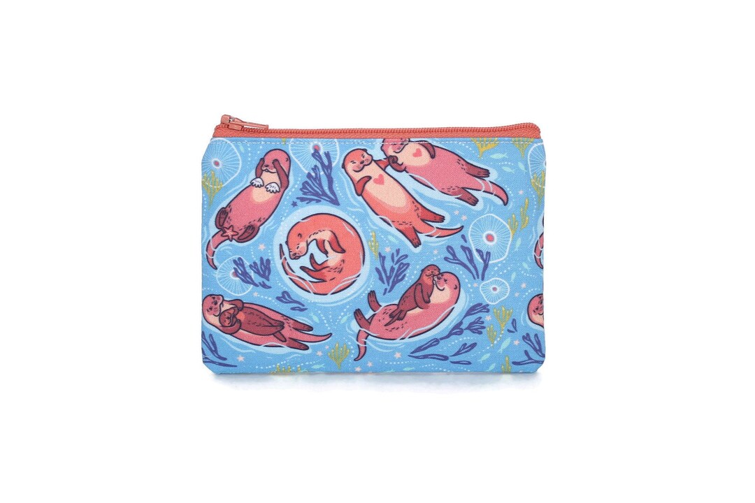 CHOOSE SIZE Cute Sea Otters Zipper Pouch / Pencil Pouch or Make up Bag ...