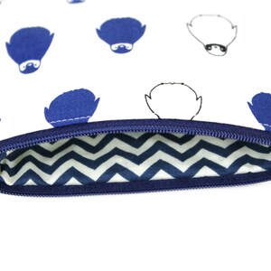 Penguin Zipper Pouch / Cute Arctic Penguins in Navy Blue / Winter Coin ...