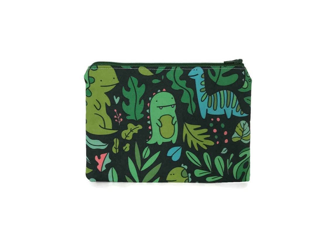 Dinosaur Zipper Pouch / Cute Prehistoric Dinos and Foliage Camera Bag ...