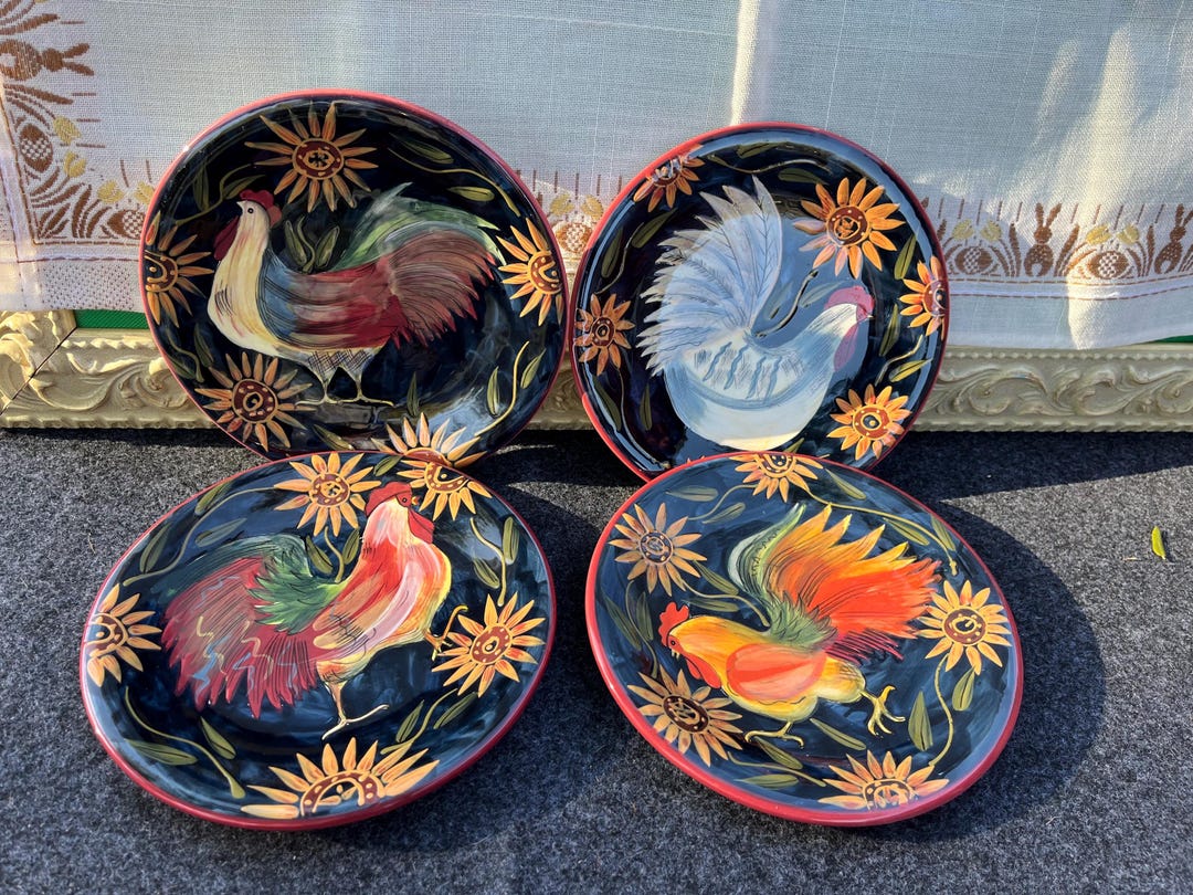 4 Susan Winget Rooster Salad Plates : Country Farmhouse Decor, - Etsy