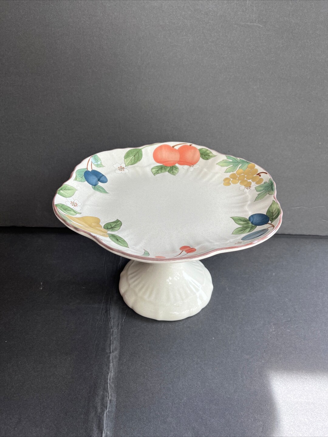 Vintage MIKASA CAKE Stand-footed-country Classics Fruit Panorama Dc014 ...