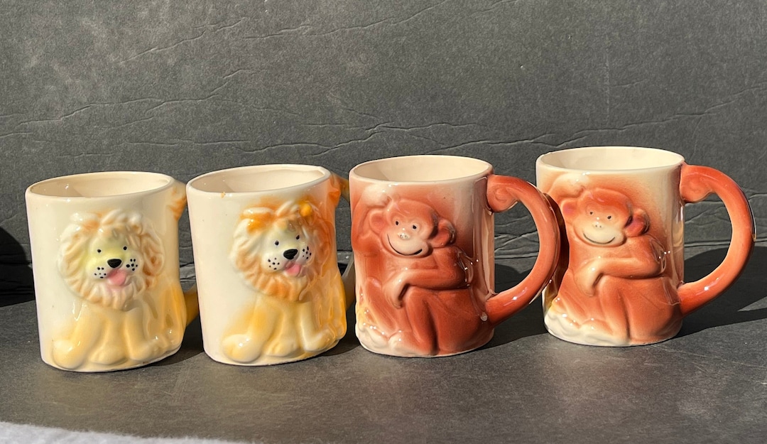 Vintage Lion and Monkey Cups: Jungle Animal Decor Collectible-decor - Etsy