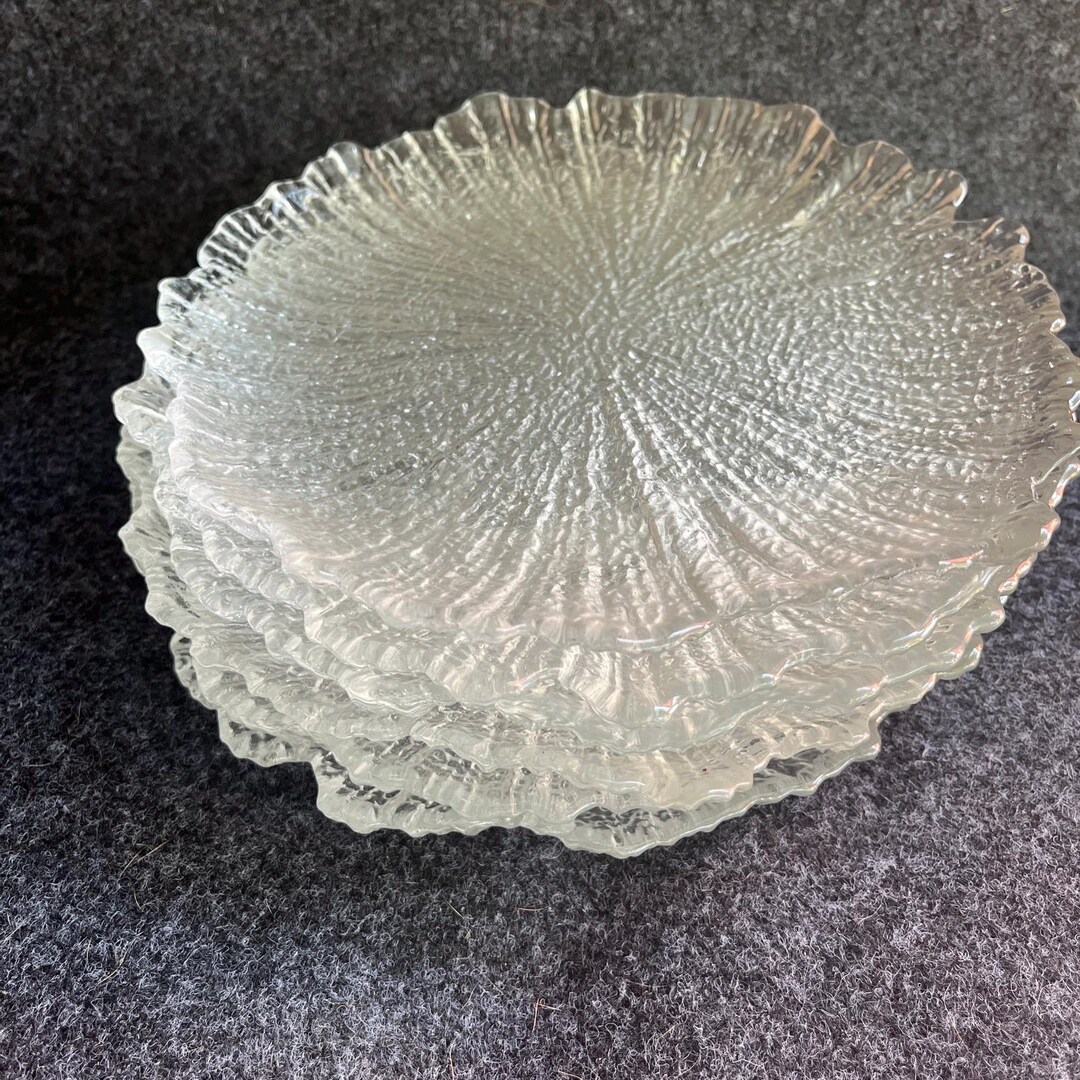 Iittala Finland Glass Salad Plates - Coral Ice Design - Mid Century ...