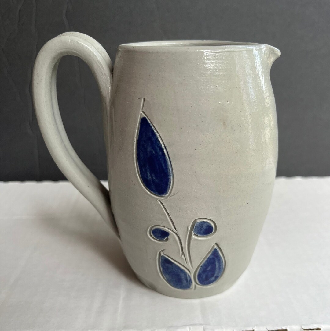 Williamsburg VA Pottery Small Stoneware Pitcher Creamer Cobalt Blue ...