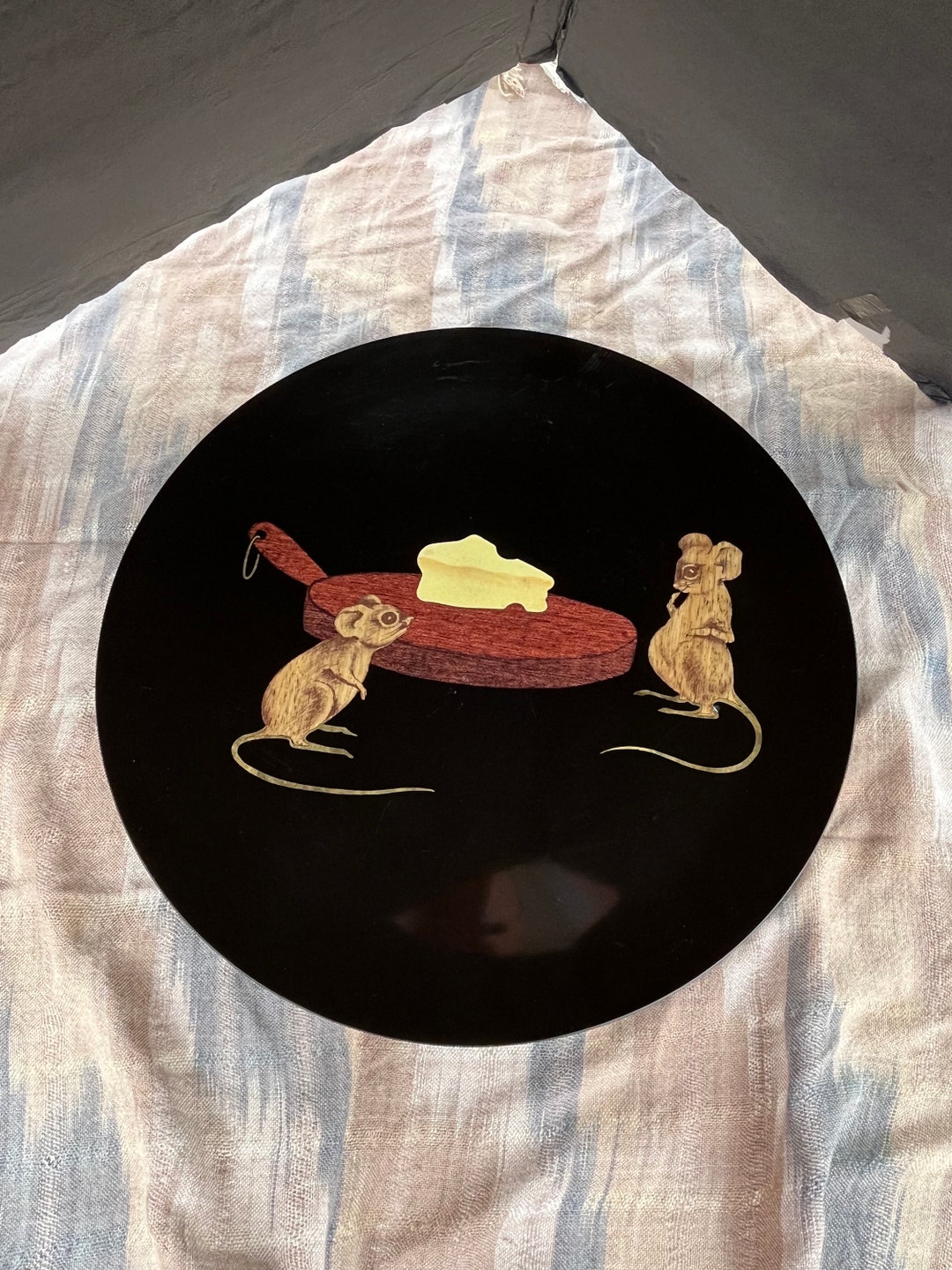 Mid-century Couroc Round Mice -mouse-cheese-serving Tray Rare Couroc ...
