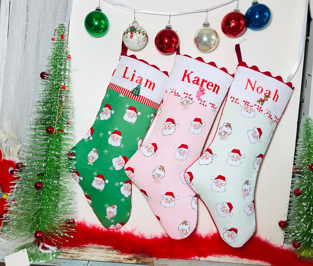 Red-green-mint-christmas-santa Mrs Santa Stockings, Personalized ...