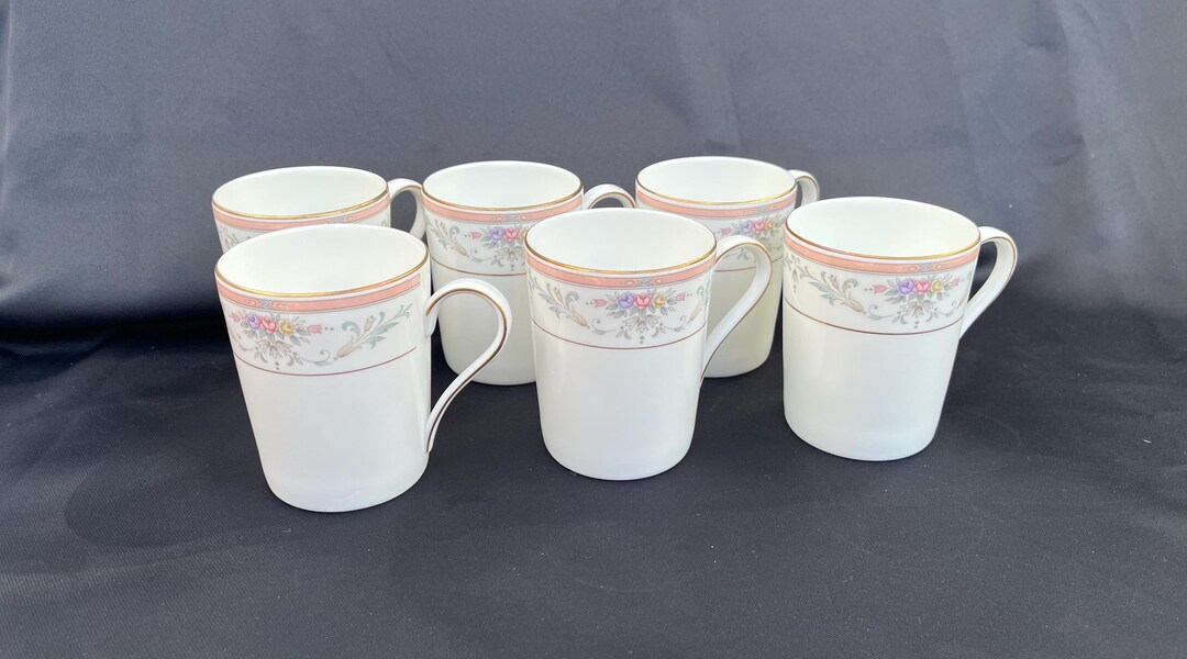 6 Mikasa Christopher Stuart Bone China Mugs 4"h- Spring Crest-porcelain ...