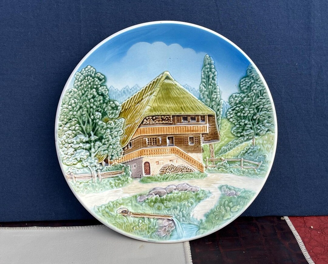 Majolica Cabin-thatched Roof- Germany Handpainted -german Majolika ...