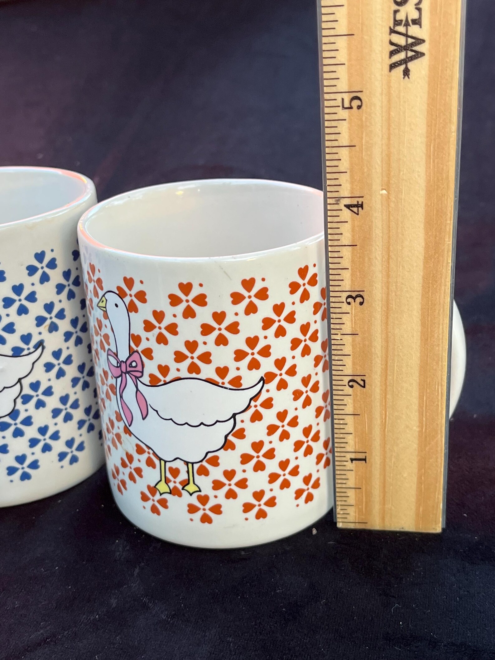 2 Vintage Japan -geese-ducks- Blue and Pink -bow -coffee-tea-stoneware ...