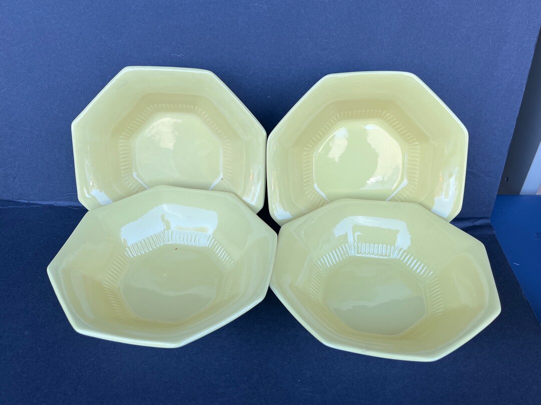 4 Cereal Bowls-independence Ironstone Interpace-daffodil Yellow MCM ...