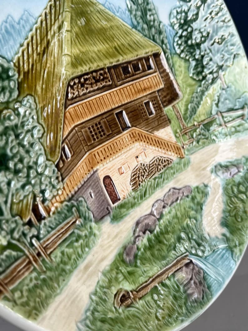 Majolica Cabin-thatched Roof- Germany Handpainted -german Majolika ...