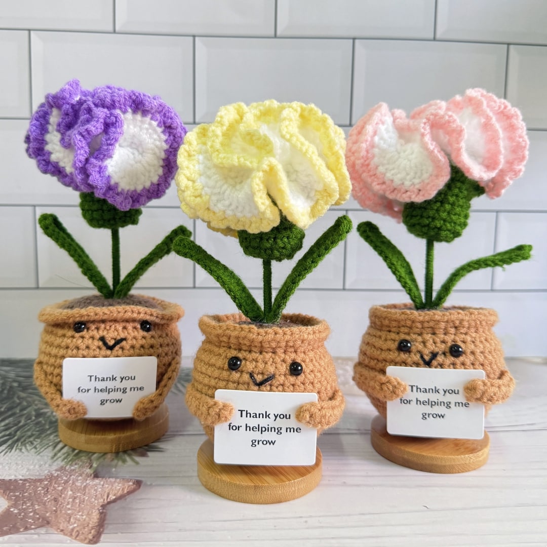 Adorable Handmade Crochet Carnation(purple/rellow/pink)-crochet Flower ...
