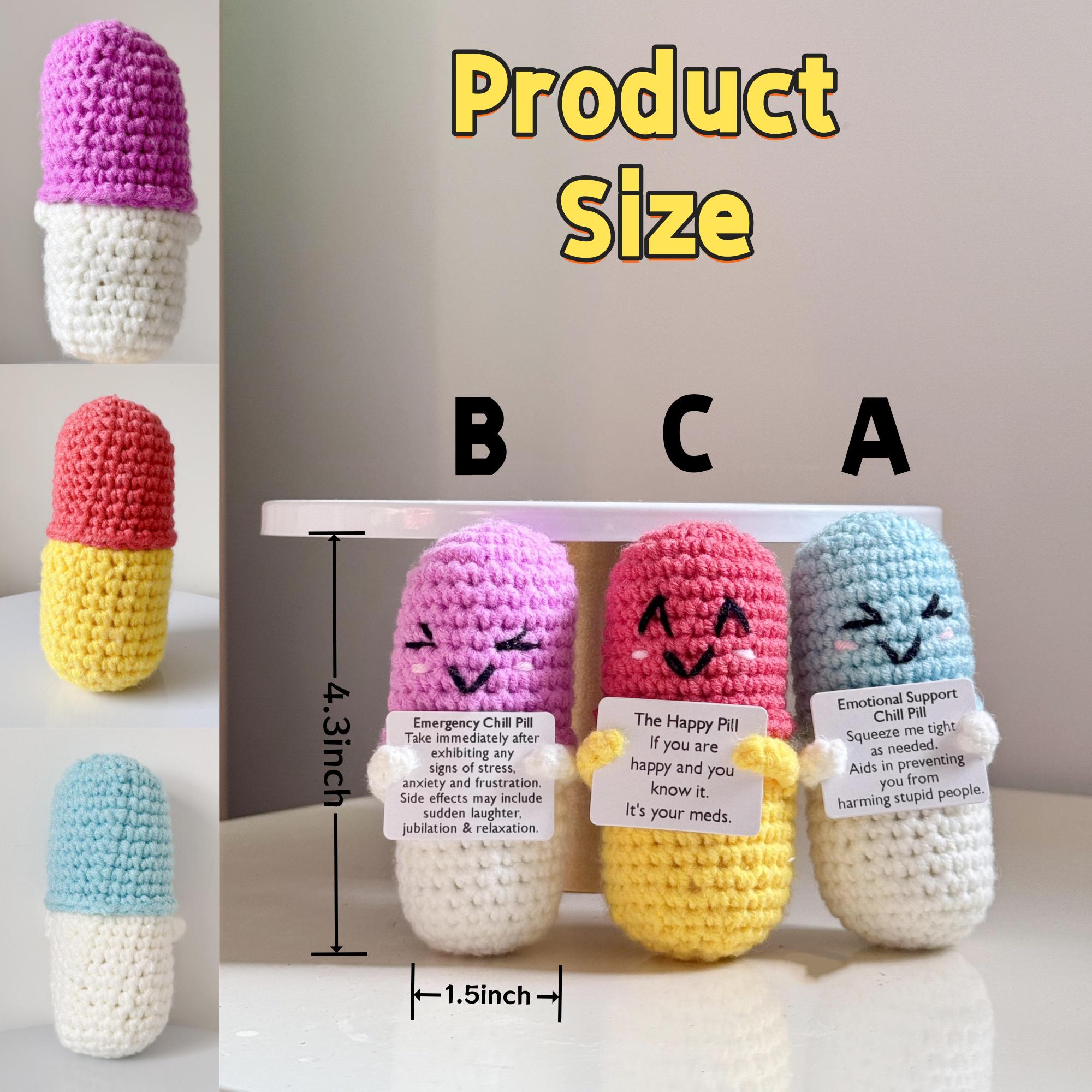 Funny Crochet Pill,emotional Support Pill,crochet Stuffed Pill,stress ...