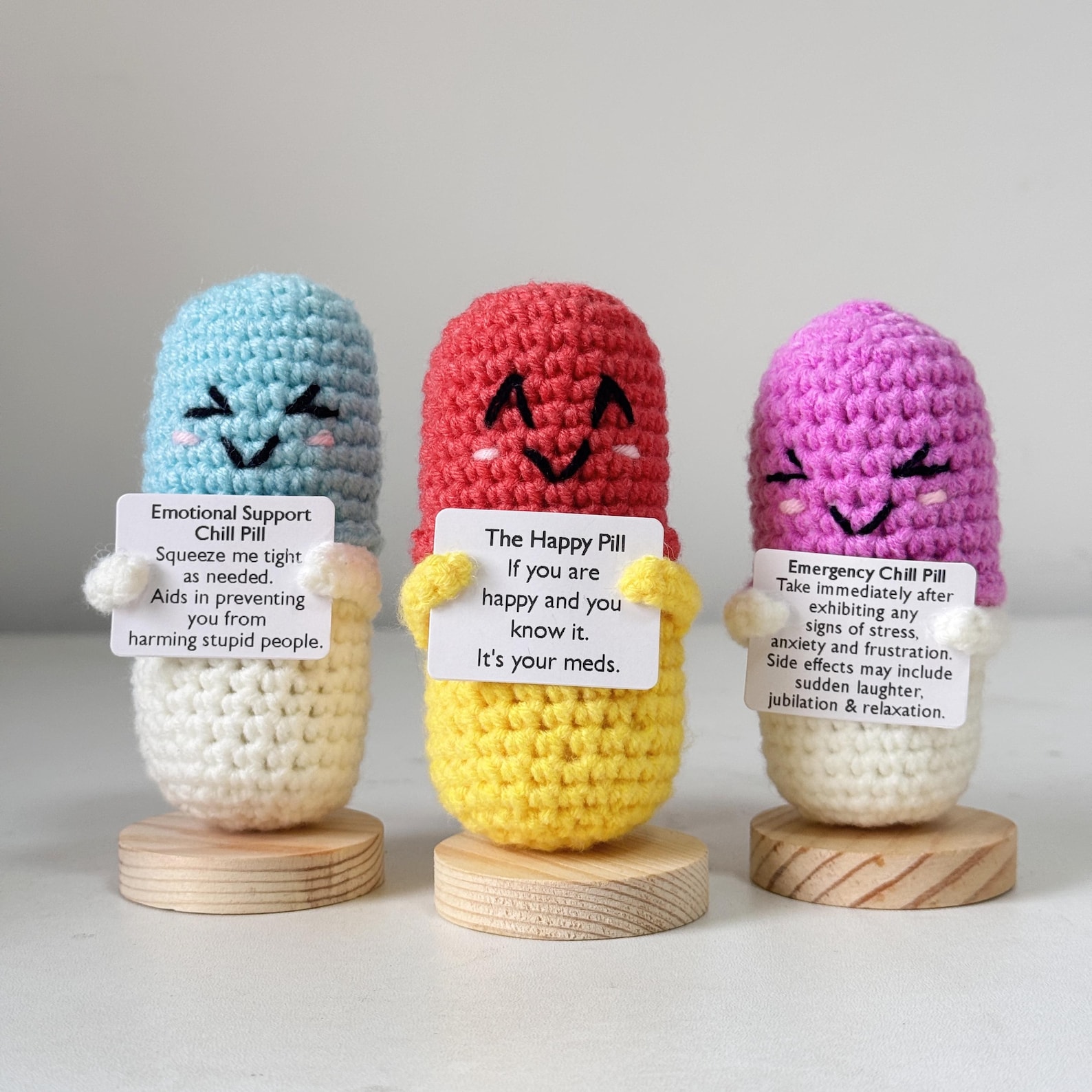 Funny Crochet Pill,emotional Support Pill,crochet Stuffed Pill,stress ...