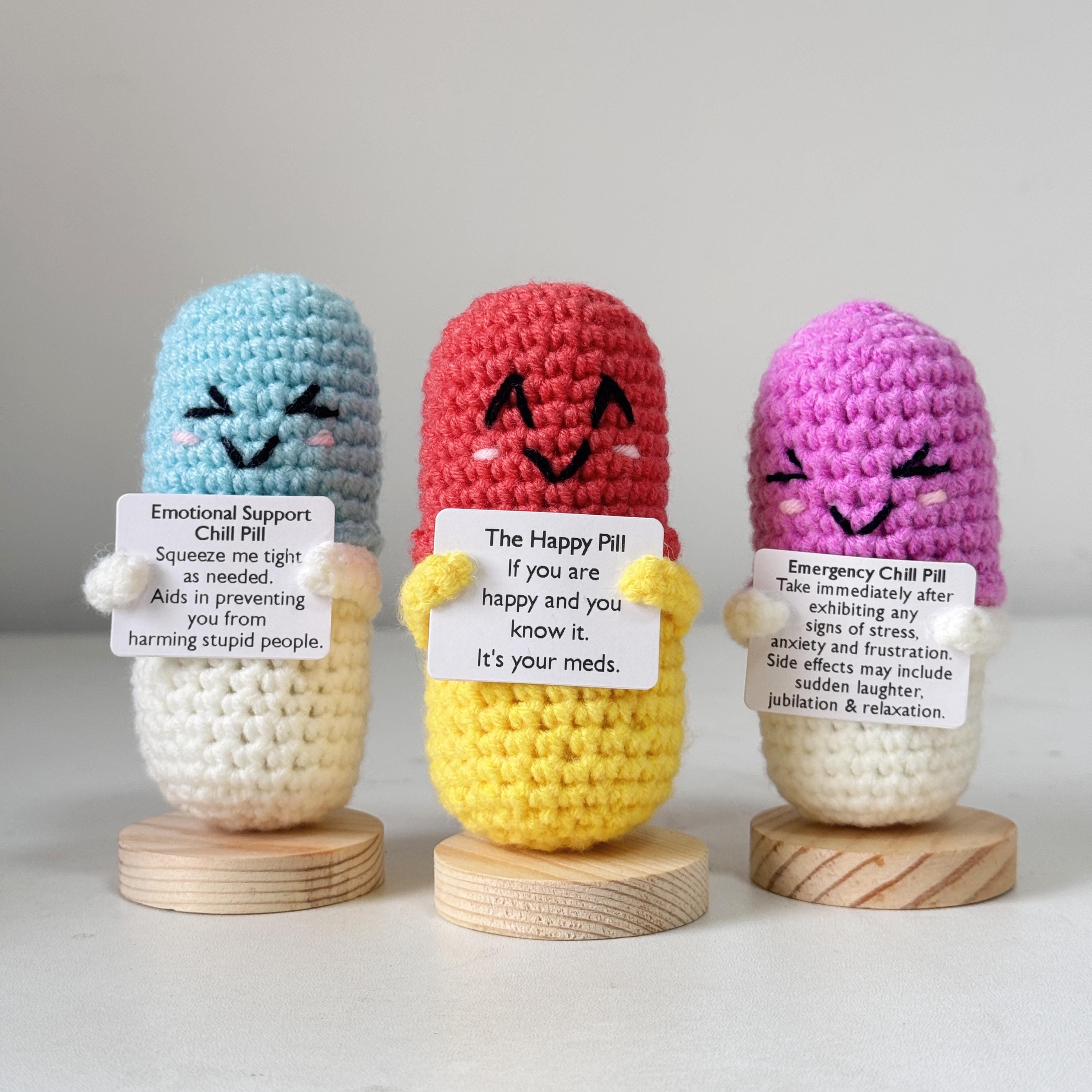 Funny Crochet Pill,emotional Support Pill,crochet Stuffed Pill,stress ...