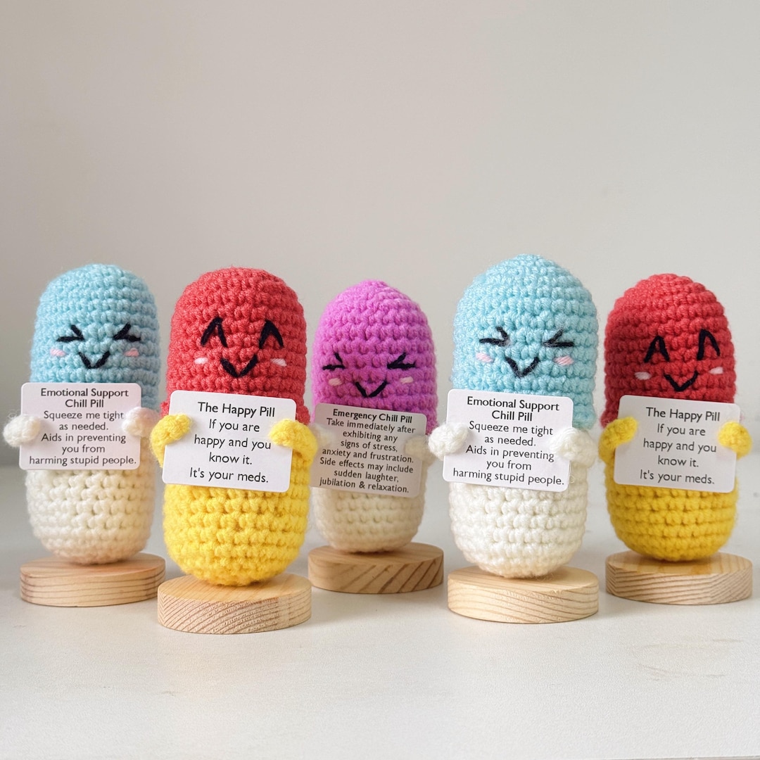 Funny Crochet Pill,emotional Support Pill,crochet Stuffed Pill,stress ...