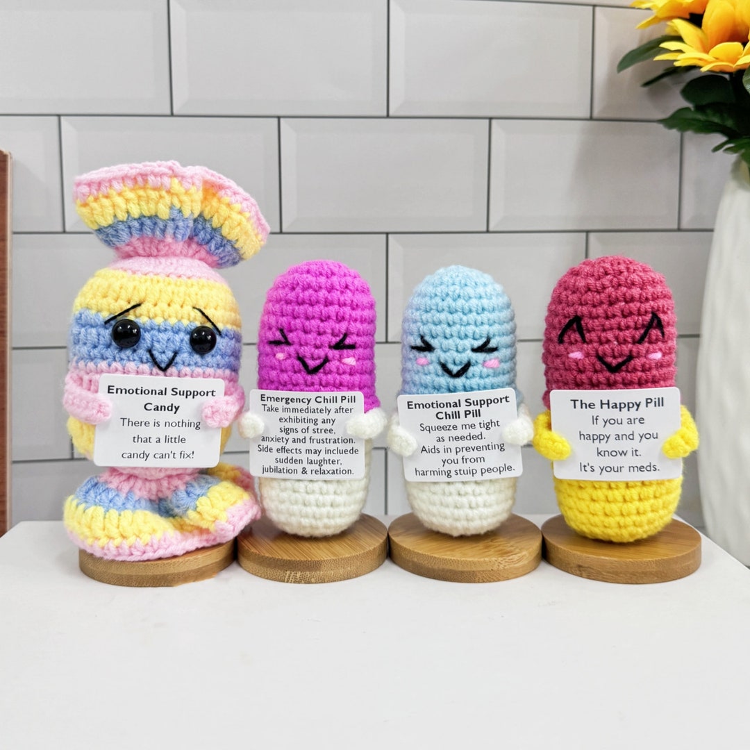 Adorable Crochet Chill Pill With Crochet Candy-emotional Support Gift ...