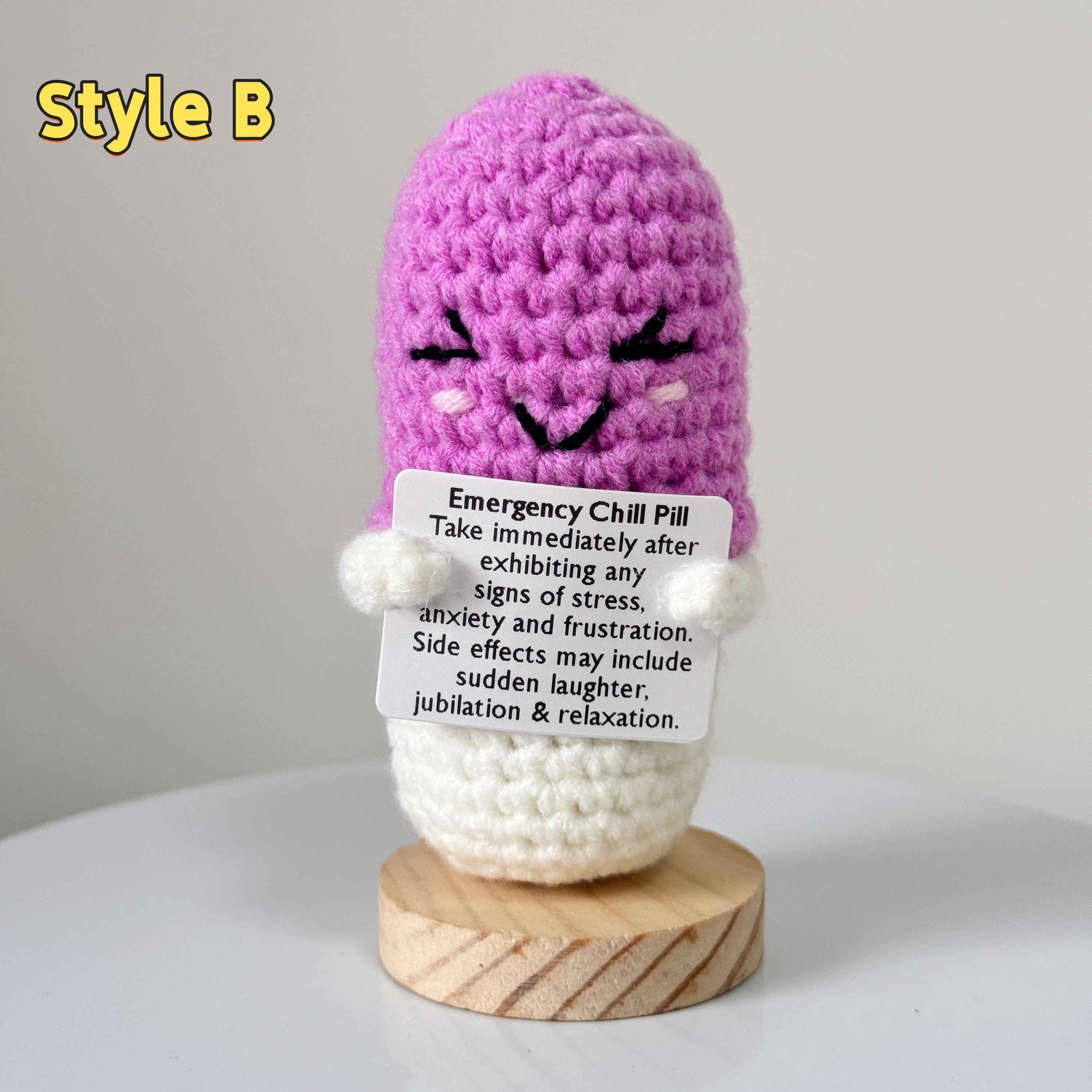 Funny Crochet Pill,emotional Support Pill,crochet Stuffed Pill,stress ...