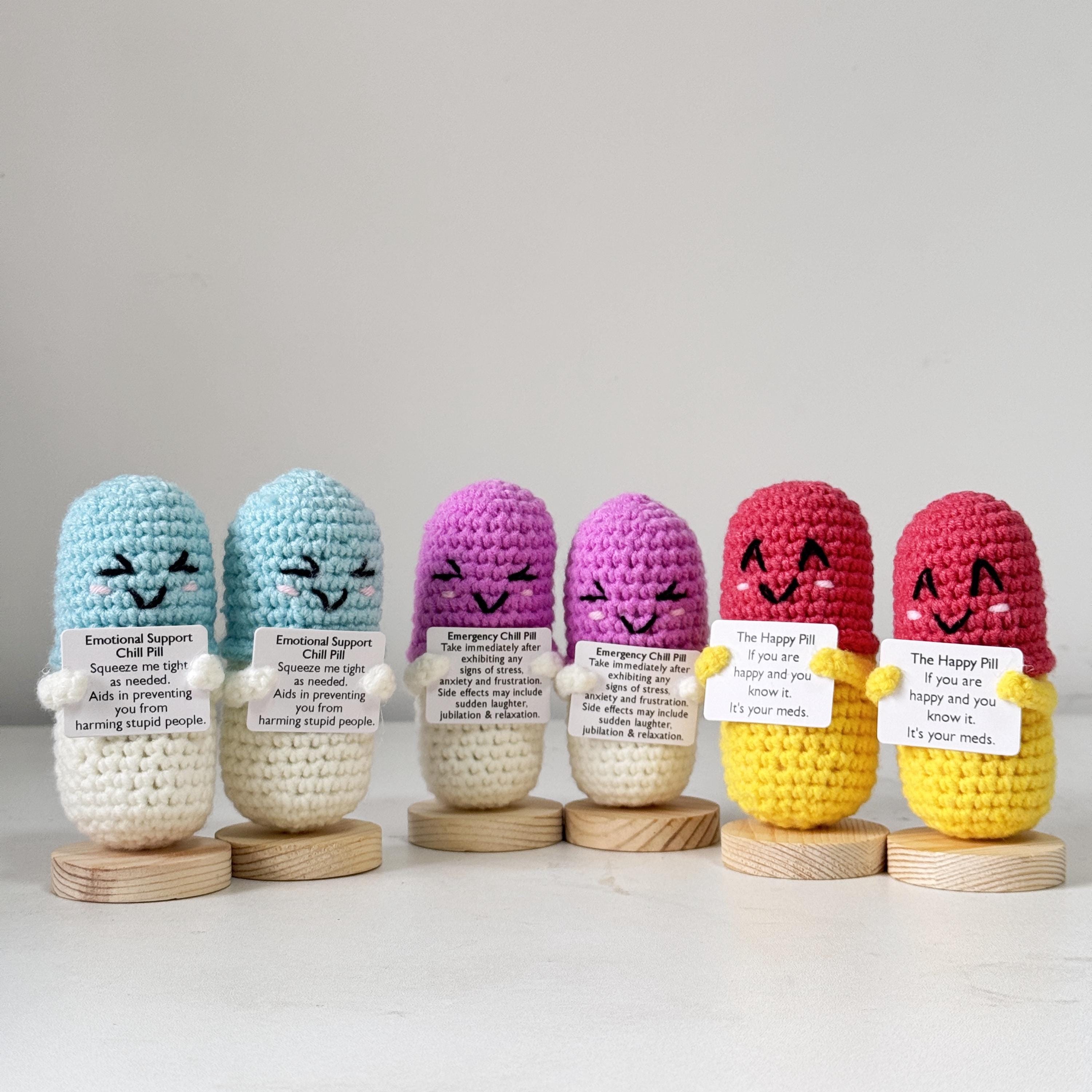 Funny Crochet Pill,emotional Support Pill,crochet Stuffed Pill,stress ...