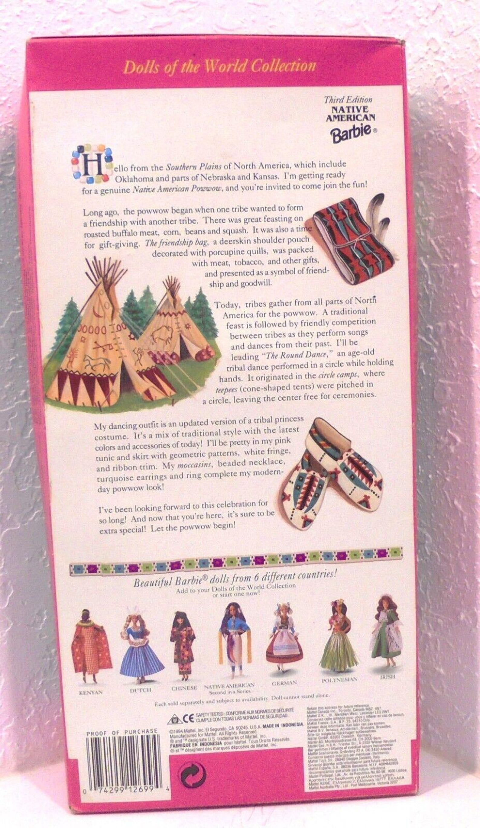 1994 Dolls of the World Collection native AMERICAN Barbie Third Edition ...