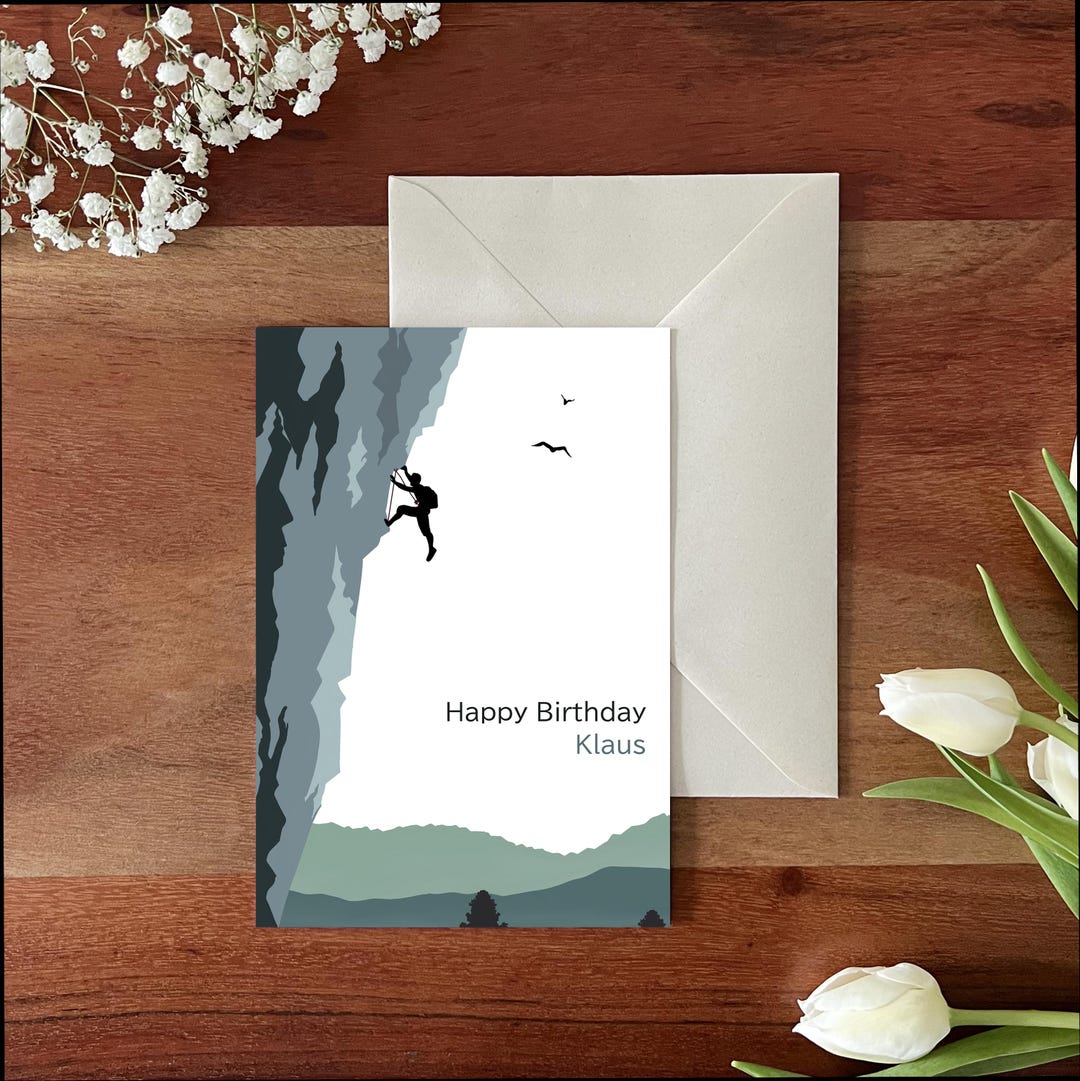 Customizable Climbing Birthday Card | Bouldering Enthusiast Greeting ...