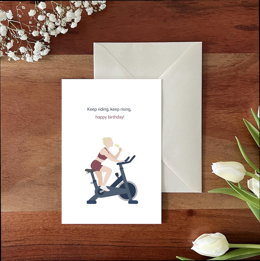 Funny Spin Class Birthday Card for Her | Indoor Cycling Card ...