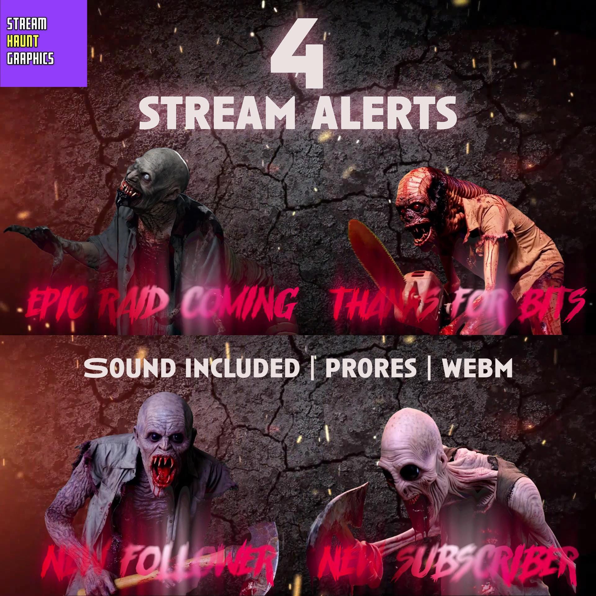 Creepy Killer Horror Alerts 4 Animated Ghostly Stream Alerts With ...