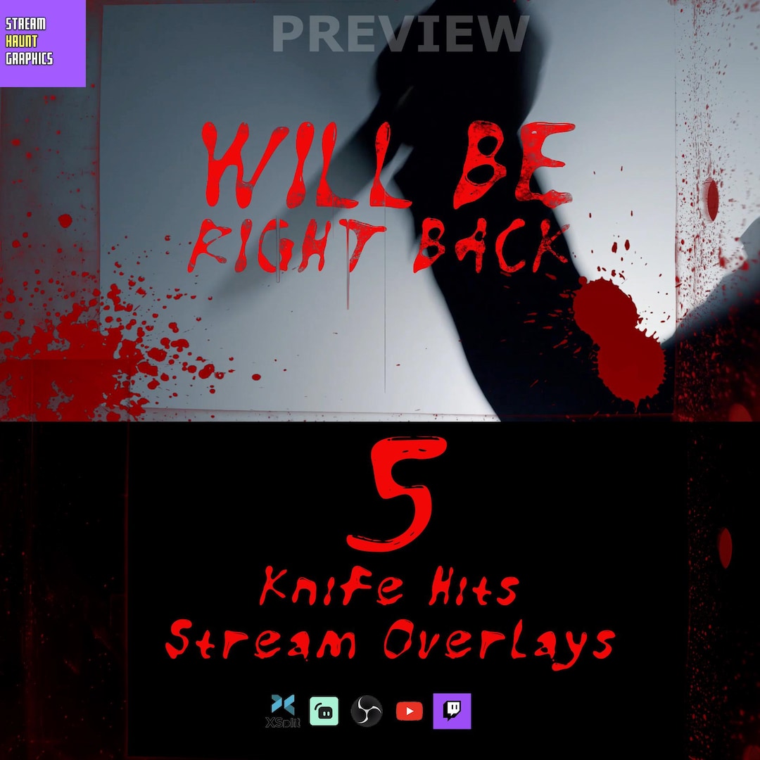 Slasher Horror Stream Overlay – Knife Blood FX, MP4 & PNG - Etsy UK