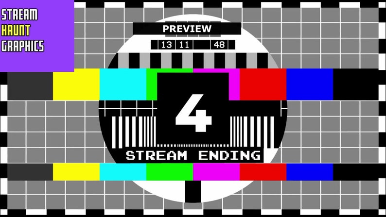 Vintage Test Signal Stream Animation Bundle: Retro Glitch Effects (MP4 ...