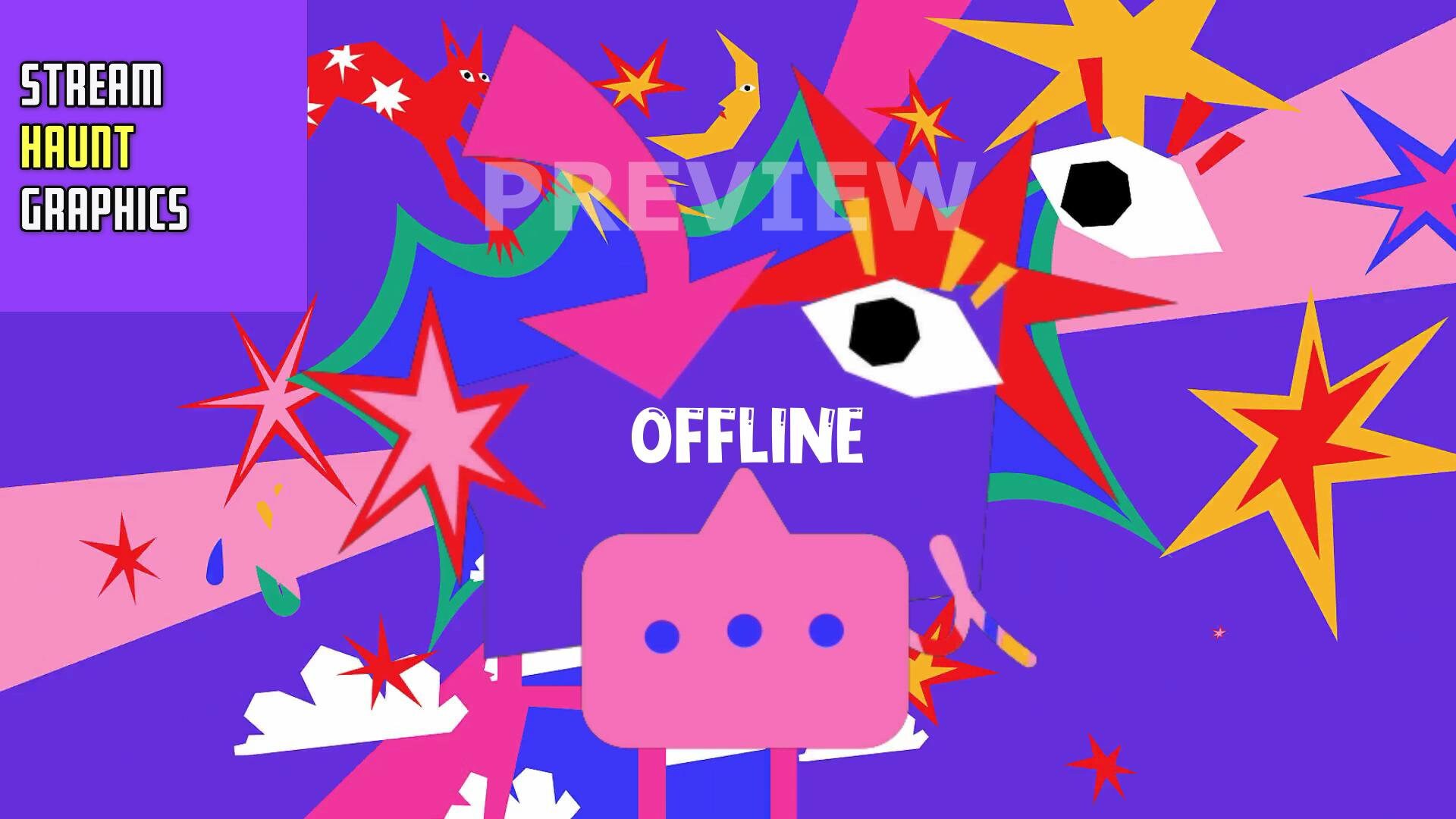 Vivid and Whimsical Twitch Stream Overlay Bundle: Funny Abstract Art ...