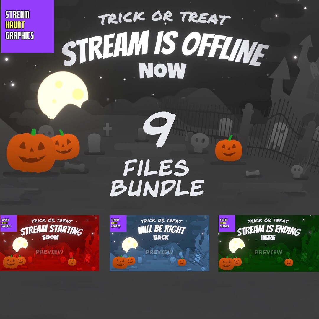 Spooky & Fun Animated Halloween Stream Overlays | 9 Files Bundle, Sound ...