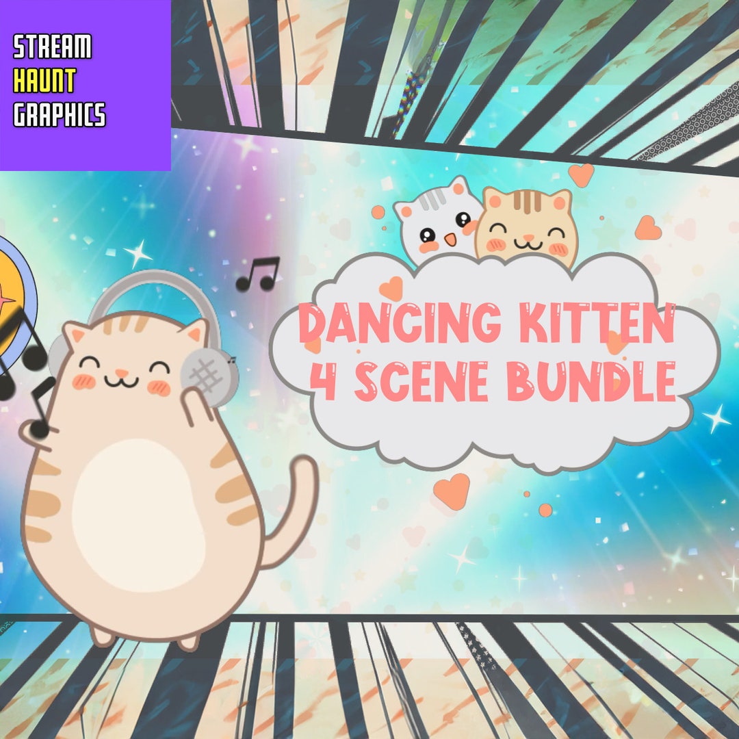 Cute Kitten & Dancing Kitten Overlay Bundle | Korean Cartoon Style ...