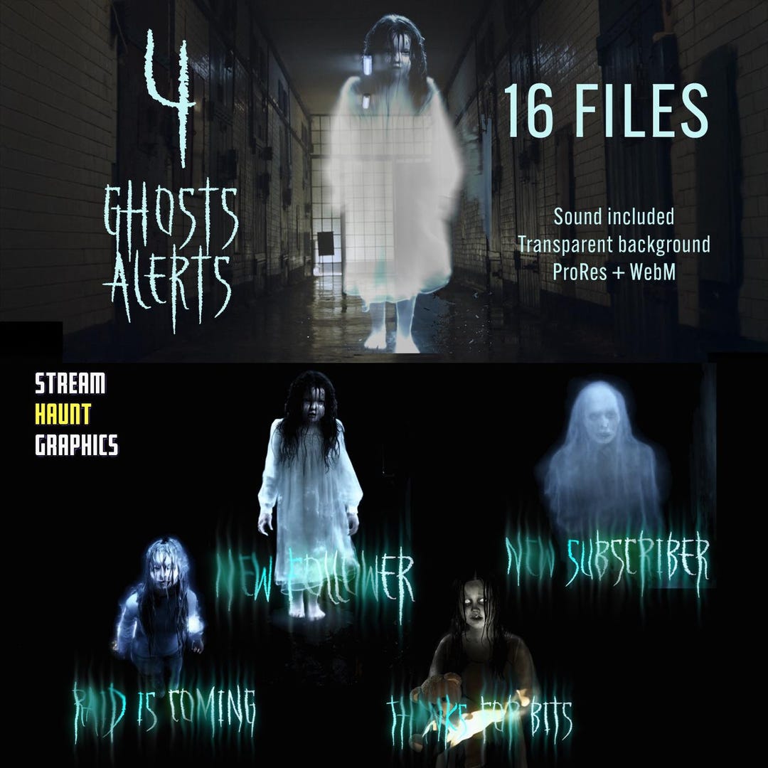 Spooky Ghost Twitch Alerts: Horror Animation Bundle (prores MOV & WEBM ...