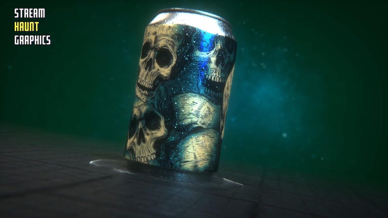 Horror Soda Stream Overlay Animation Bundle: Skull Mp4s (digital ...