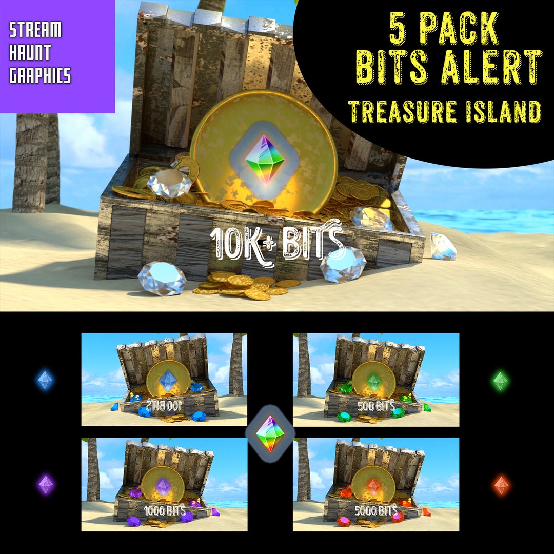 Stunning Animated Twitch 5-pack Bit Alert Treasure Island Chest ...