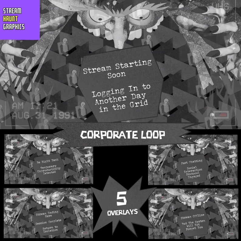 Retro Horror Stream Overlay Pack: Dystopian Corporate Loops (MP4) - Etsy