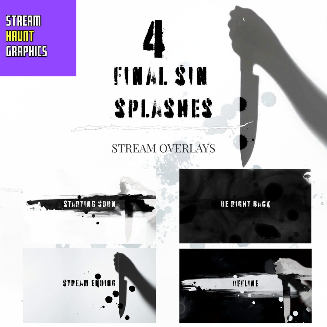 Horror Twitch Stream Overlay: Final Sin Splashes Animation Bundle (MP4 ...