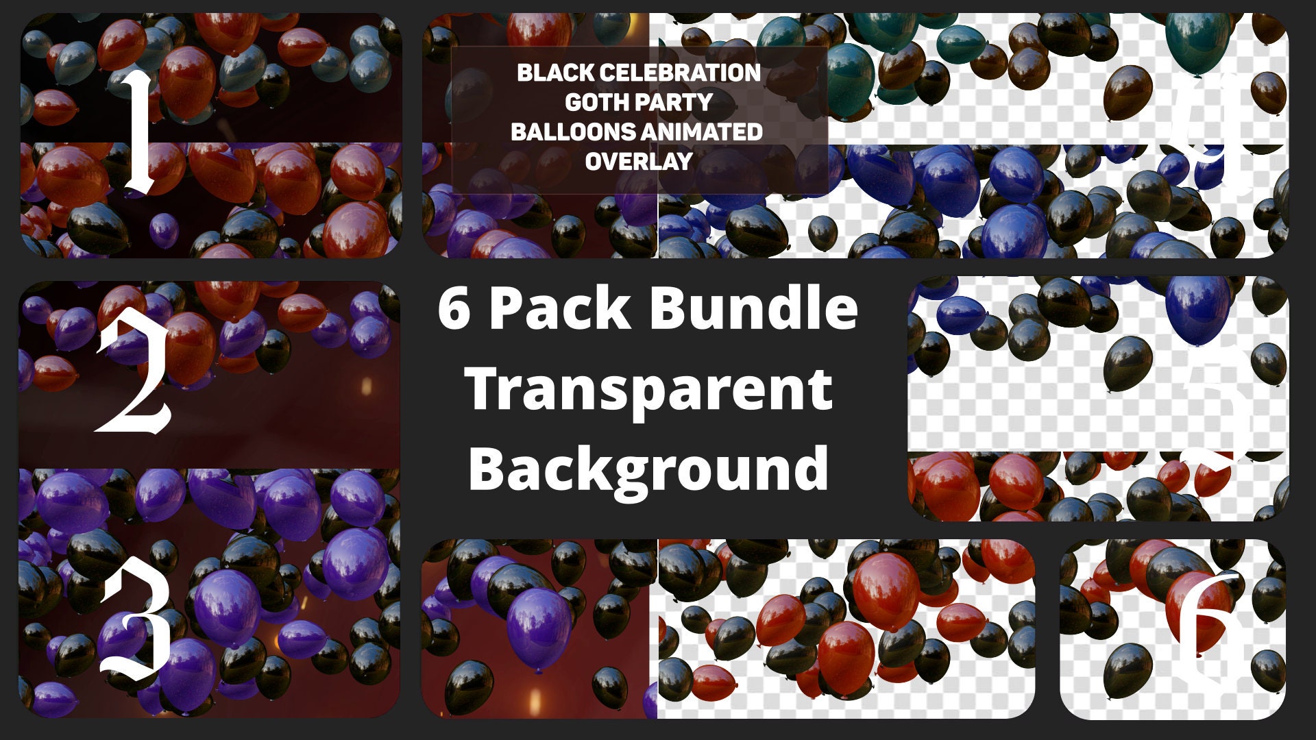 Dark Goth Balloons Animated Twitch Stream Overlay: 6-color Bundle - Etsy