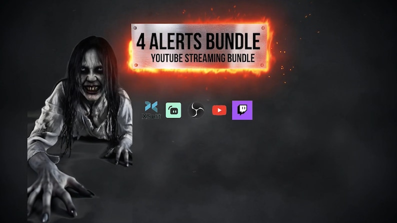 Horror Animated Stream Alerts – Scary Stream Overlays (webm, MOV Bundle ...