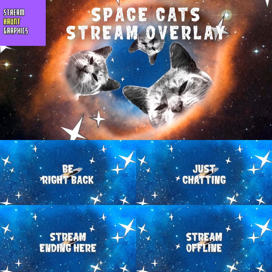 Animated Space Cats Stream Overlay Pack – Seamless Looping Galaxy ...