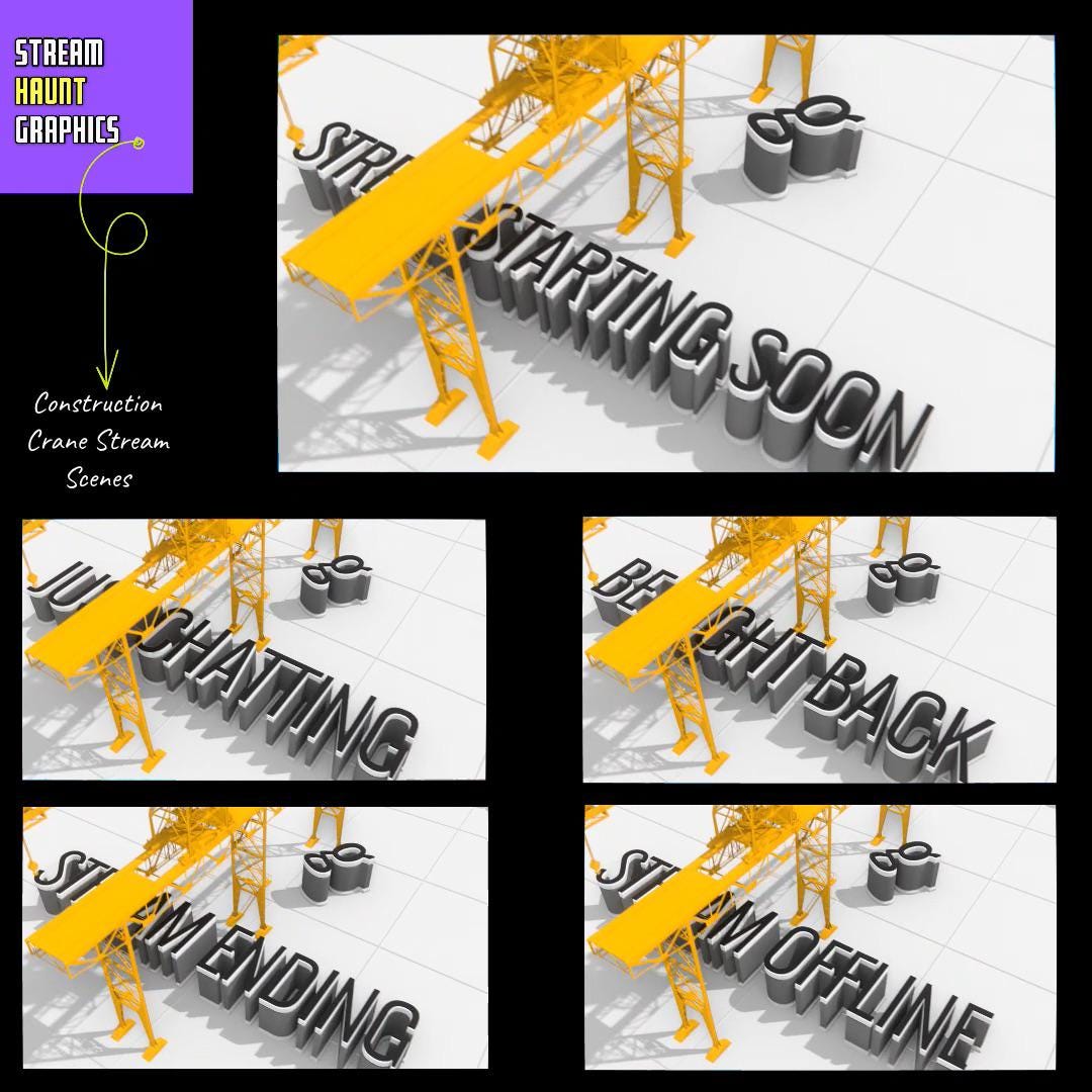 Twitch Overlays Animated Construction Crane Stream Pack | Top-view ...
