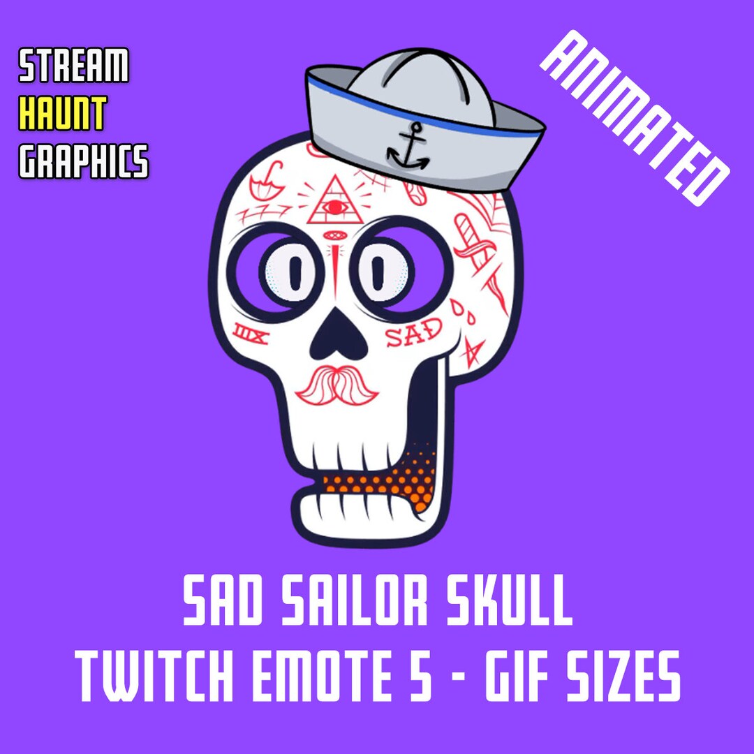 Animated Sad Sailor Skull Emote – Twitch, Discord (GIF) - Etsy