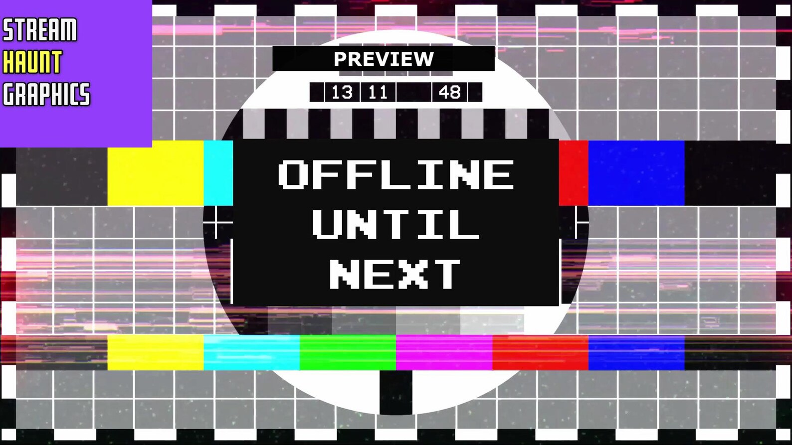 Vintage Test Signal Stream Animation Bundle: Retro Glitch Effects (MP4 ...